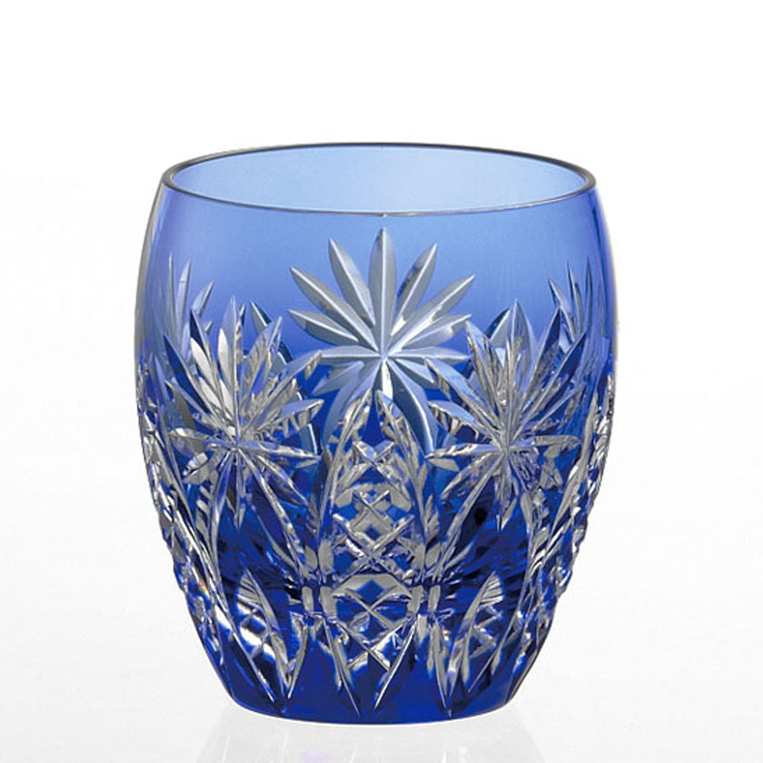 [ROCKS GLASS] WHISKEY GLASS BAMBOO FENCE & STAR (BLUE) | EDO KIRIKO ...