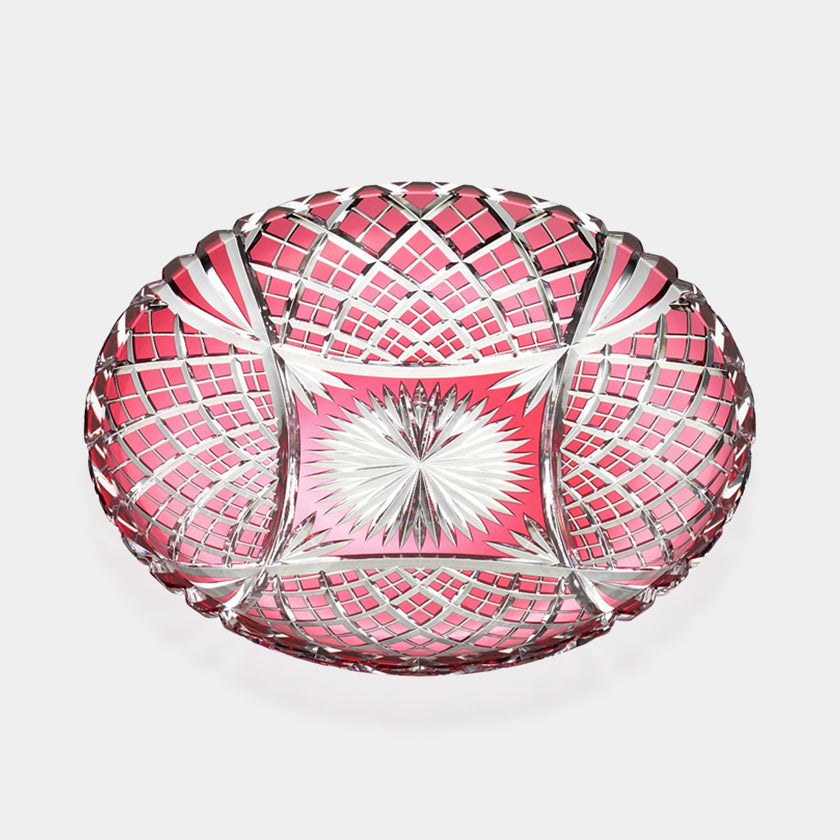 [GLASS FIGURINE] LAYERED BAMBOO FENCE (RED) | EDO KIRIKO | KAGAMI CRYS ...