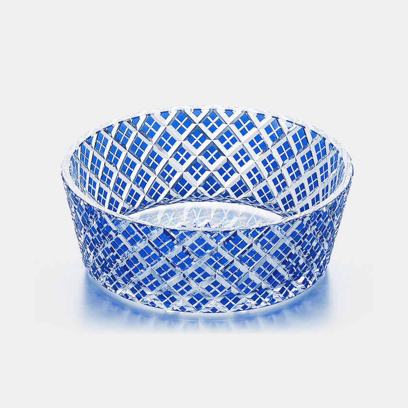 [LARGE BOWL] LAYERED BAMBOO FENCE (BLUE) | EDO KIRIKO | KAGAMI CRYSTAL ...